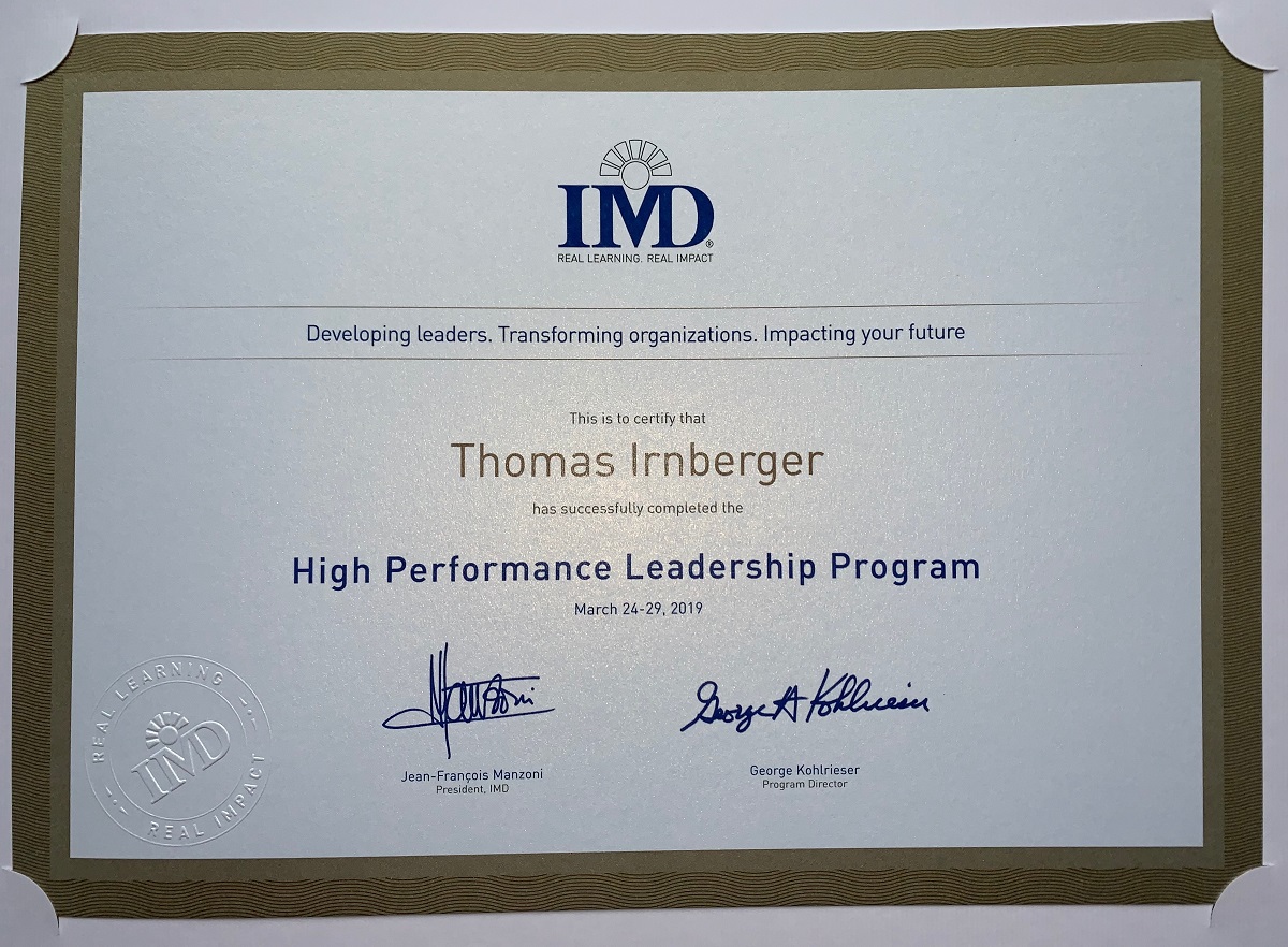 IMD – High Performance Leadership – Ti Fortis GmbH | Consulting ...